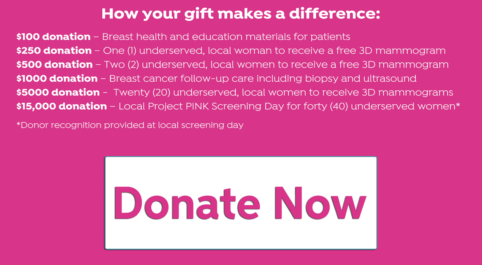 Atrium Health Foundation – Levine Cancer Institute: Project Pink